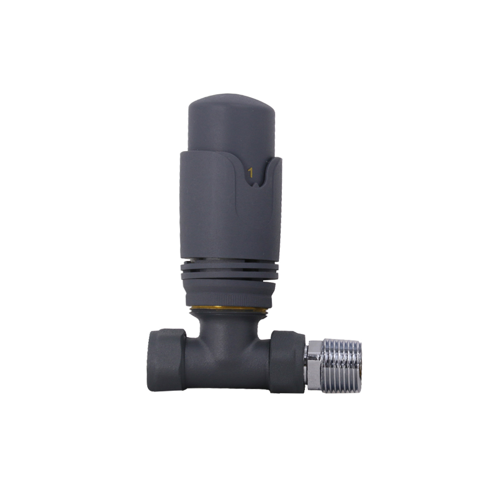 Designer Straight Angled 15mm Anthracite Thermostatic Radiator Towel ...