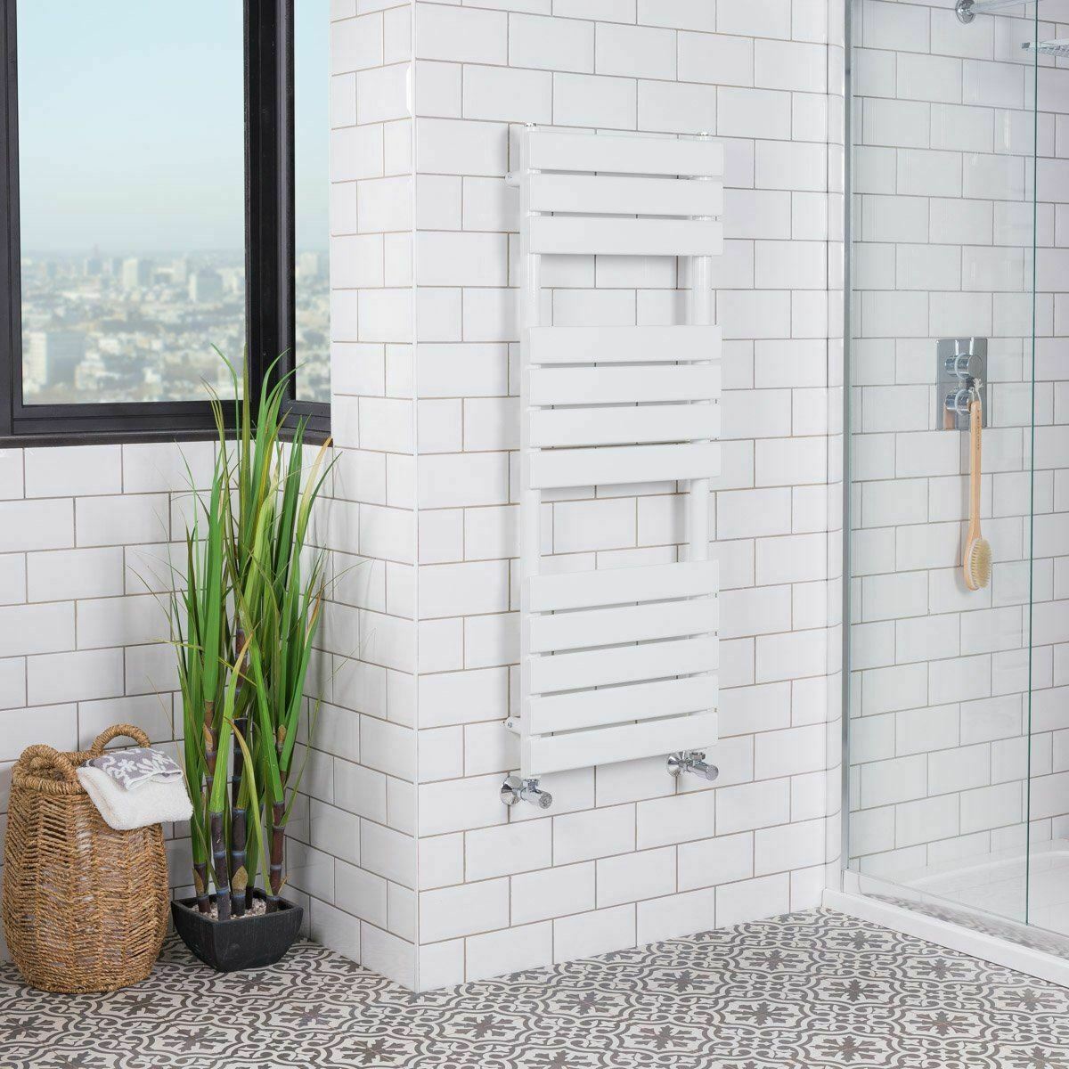 Designer Flat Panel Heated Bathroom Towel Rail Radiator Chrome White ...