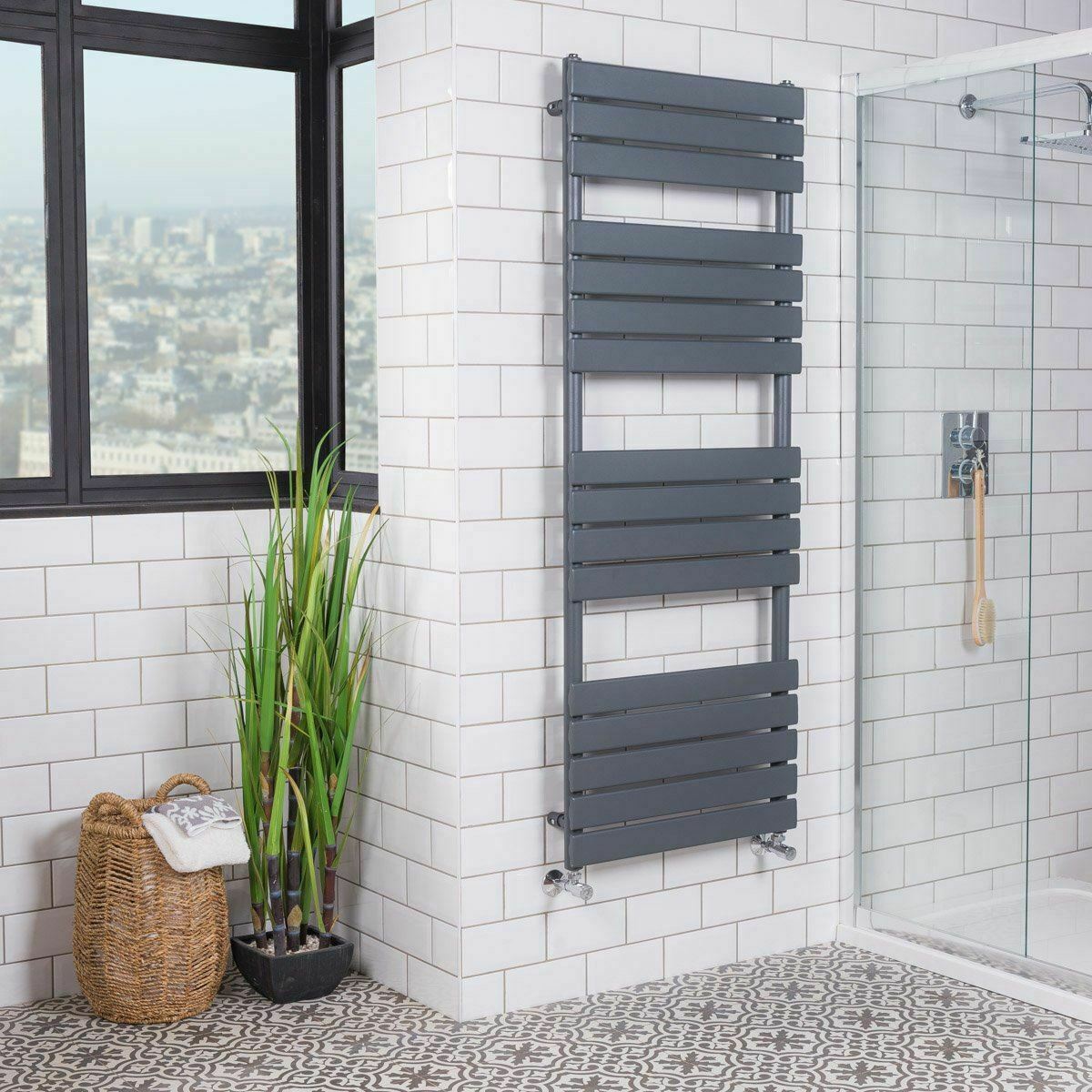 Designer Flat Panel Heated Bathroom Towel Rail Radiator Chrome White ...