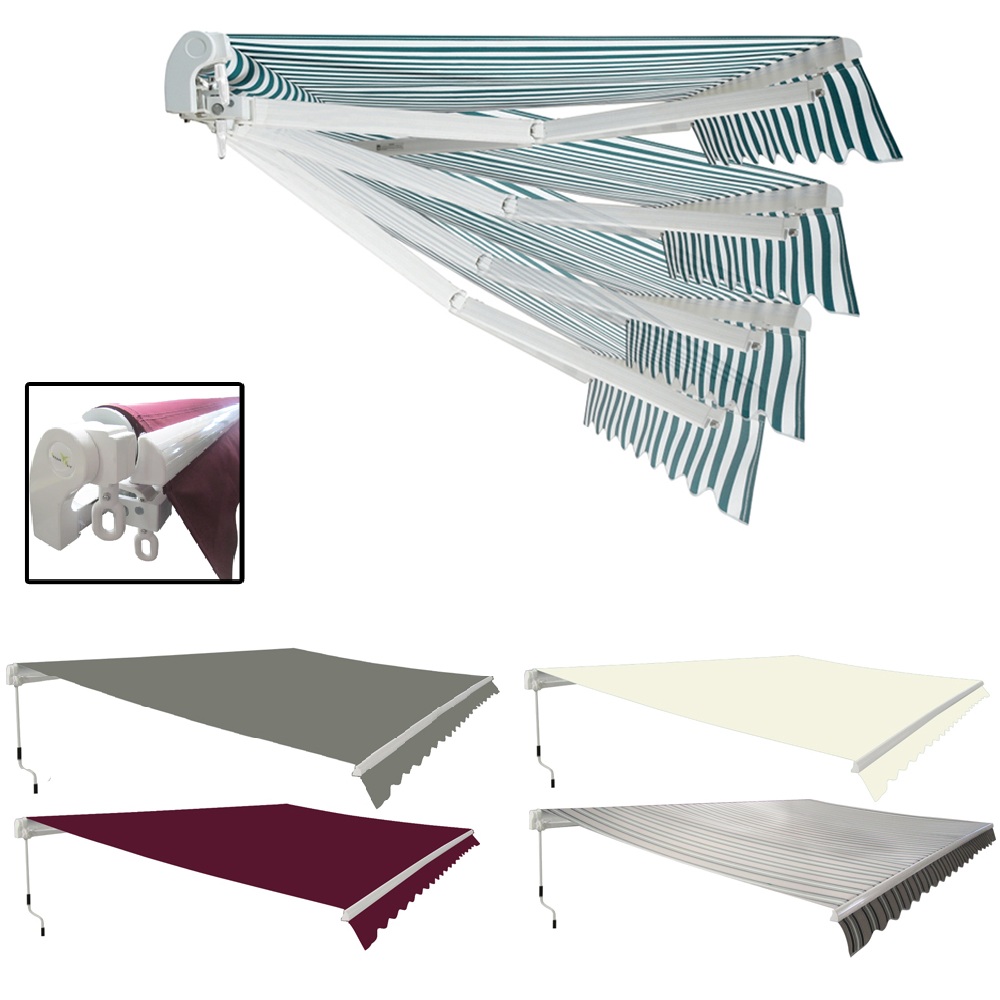 Retractable Awning Garden Patio Sun Shade Shelter Manual Angle ...