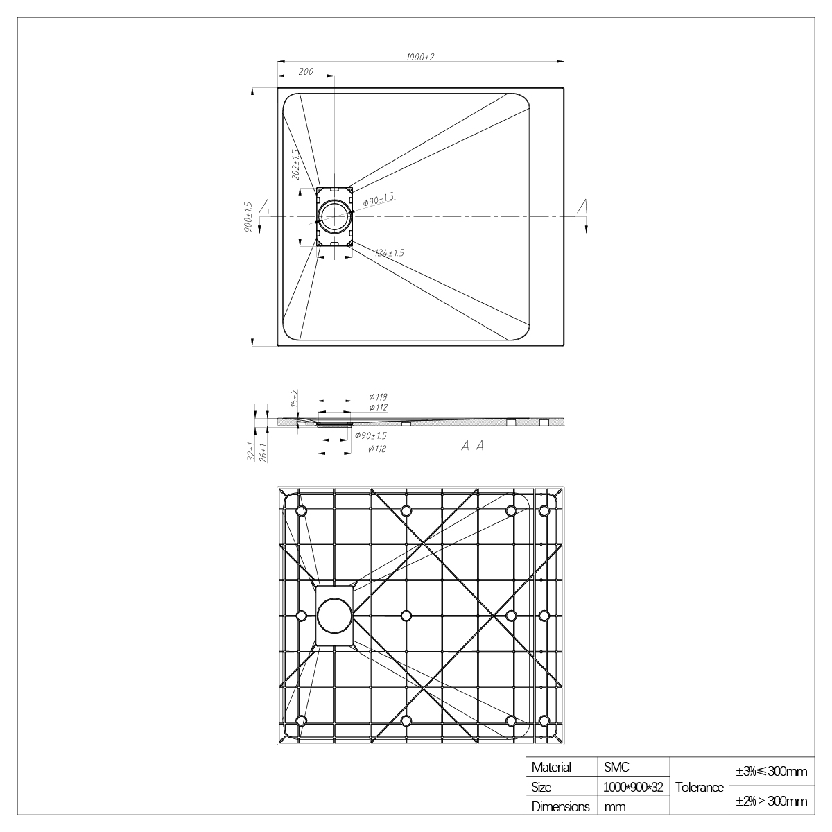 Anti Slip Tray Square Rectangle Quadrant for Shower Enclosure Door ...