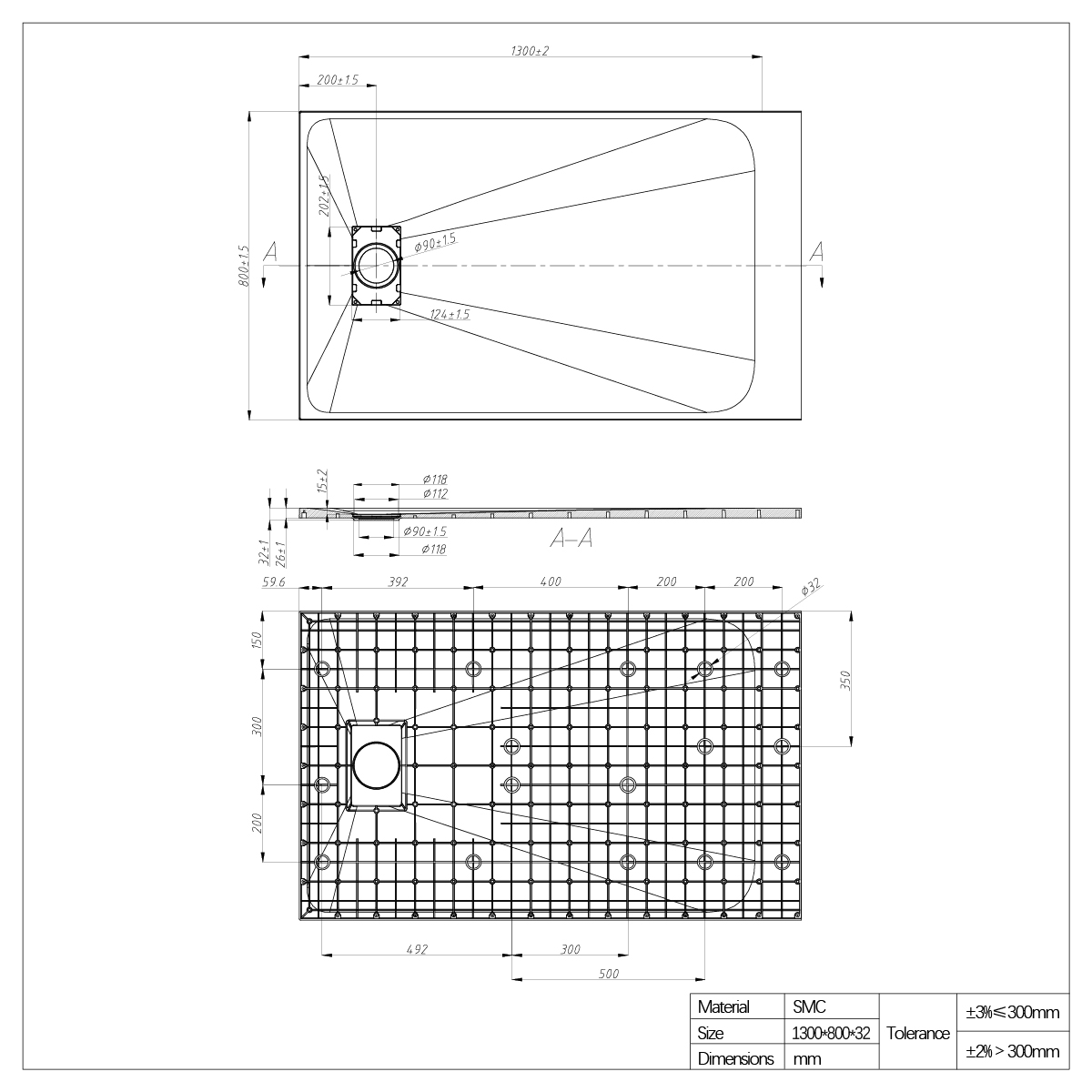 Anti Slip Tray Square Rectangle Quadrant for Shower Enclosure Door ...