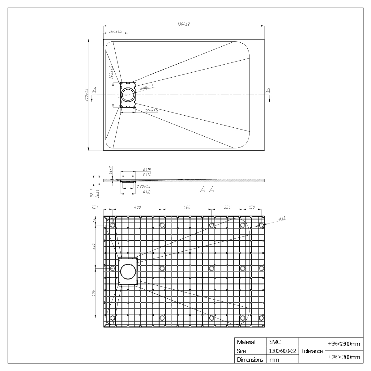 Anti Slip Tray Square Rectangle Quadrant for Shower Enclosure Door ...