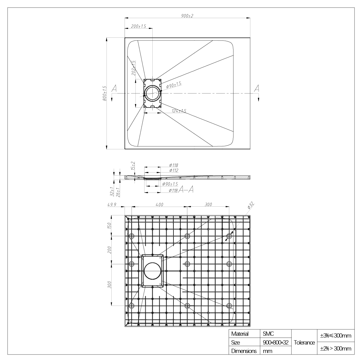 Anti Slip Tray Square Rectangle Quadrant for Shower Enclosure Door ...