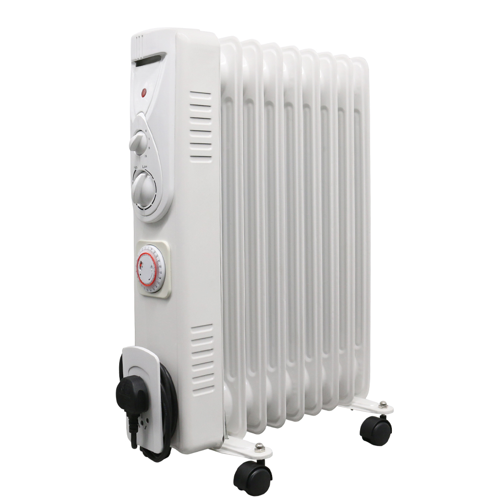 Electric Oil Filled Radiator 2000W 9 Fin Portable Heater with 24H Timer ...