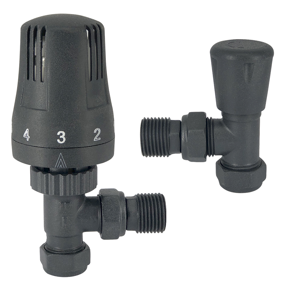 Thermostatic Manual TRV Radiator Valves 1/2" x 15mm Angled Straight Rad ...