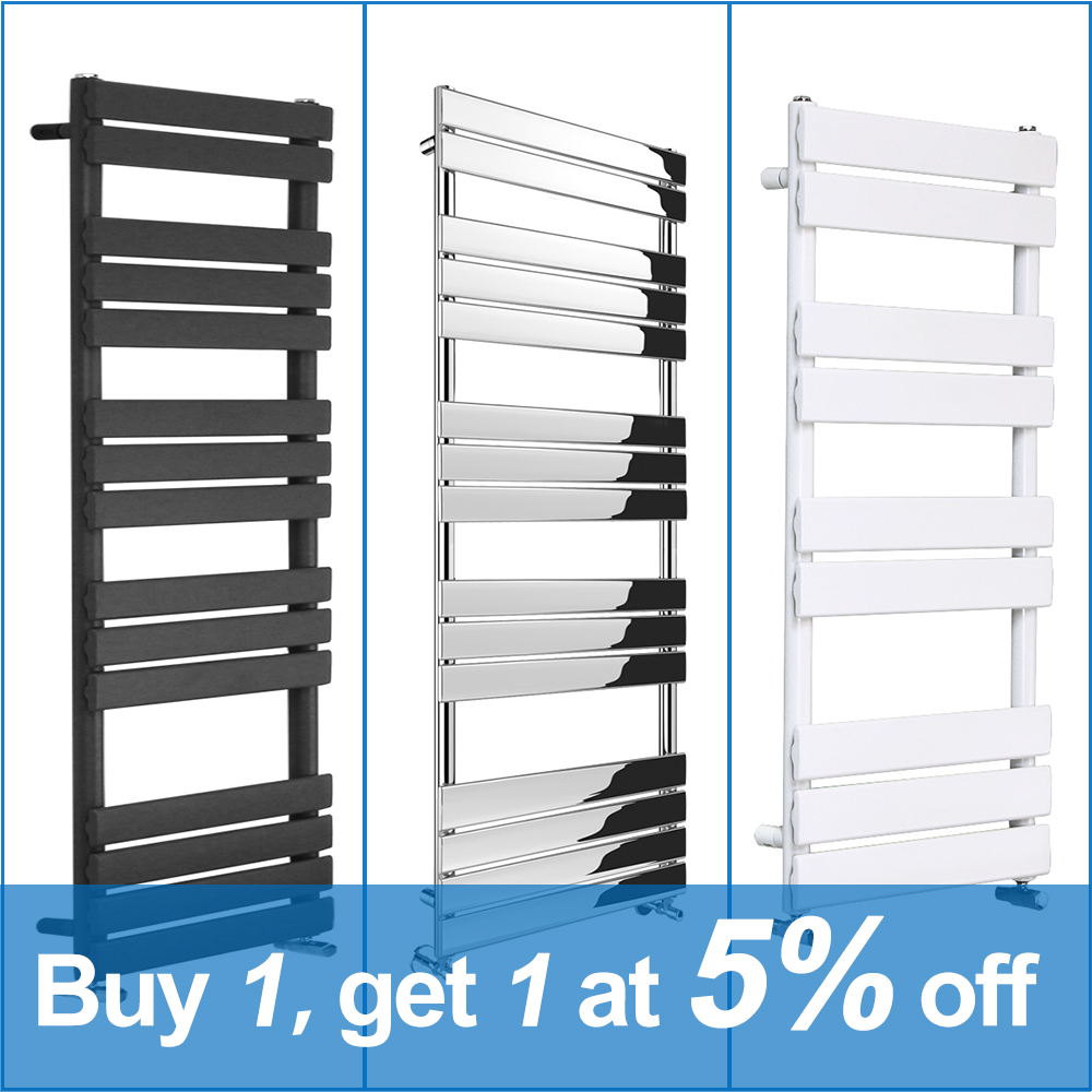 Designer Flat Panel Straight Heated Ladder Towel Rail Bathroom Radiator ...