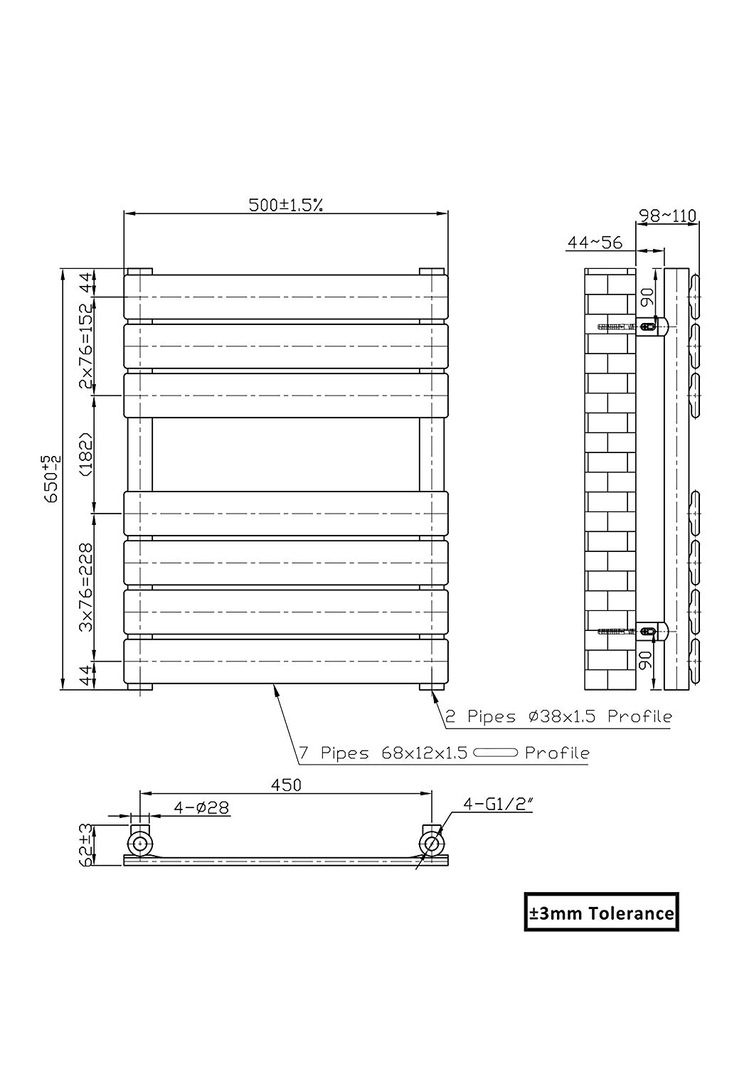 Designer Flat Panel Vertical Horizontal Radiator Towel Rail Heating ...