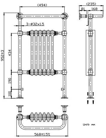 Traditional Victorian Column Bathroom Heated Towel Rail Radiator ...