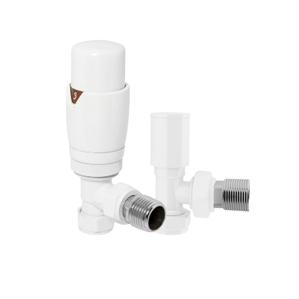 Thermostatic Radiator Valves 15mm Brass Angled Straight Corner TRV Twin ...