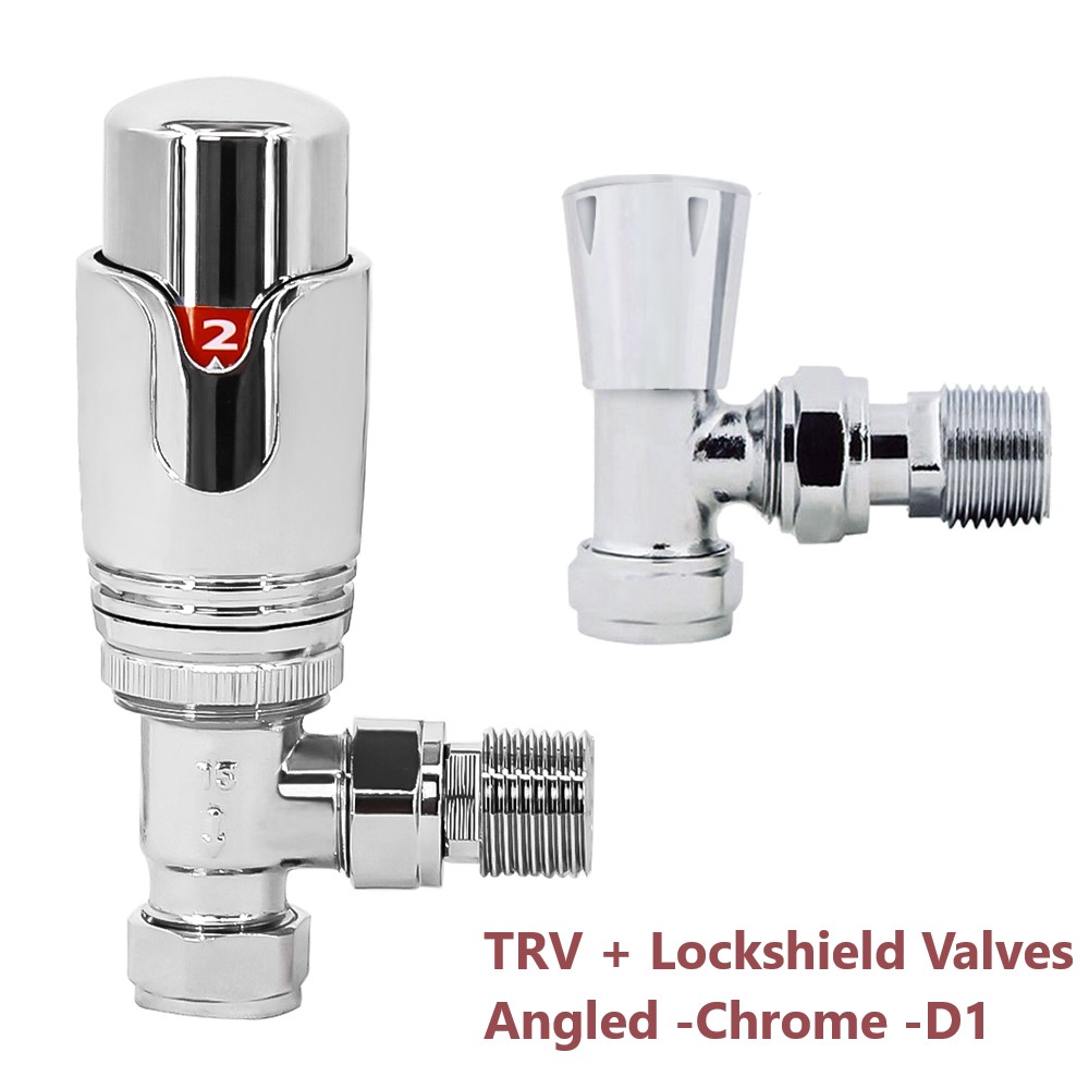 Thermostatic Manual Lockshield Radiator Valves 15mm Angled Straight Corner Pair | eBay UK