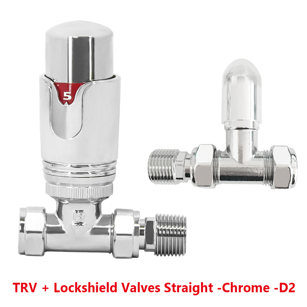 Thermostatic Manual Lockshield Radiator Valves 15mm Angled Straight ...