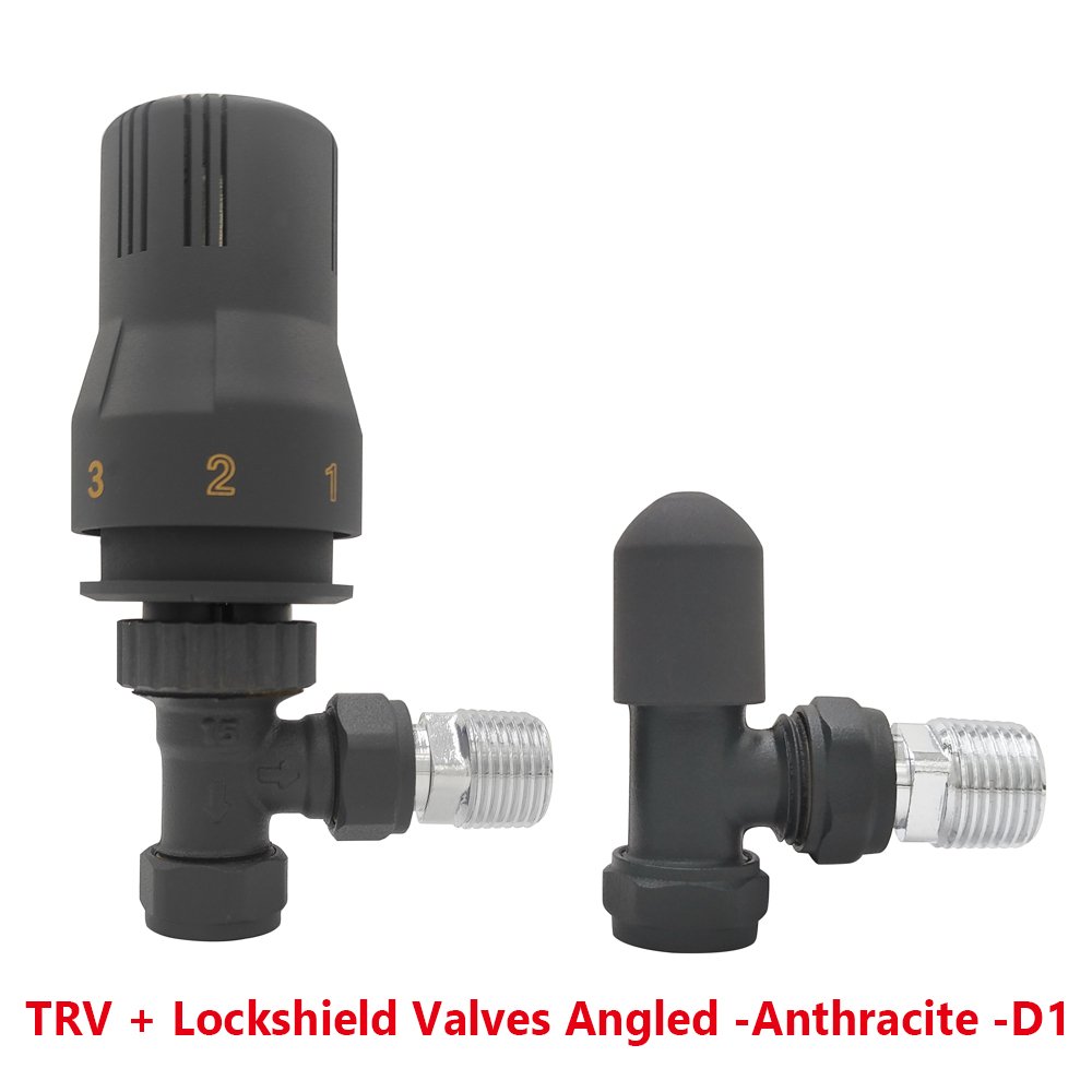 Thermostatic Manual Lockshield Radiator Valves 15mm Angled Straight ...