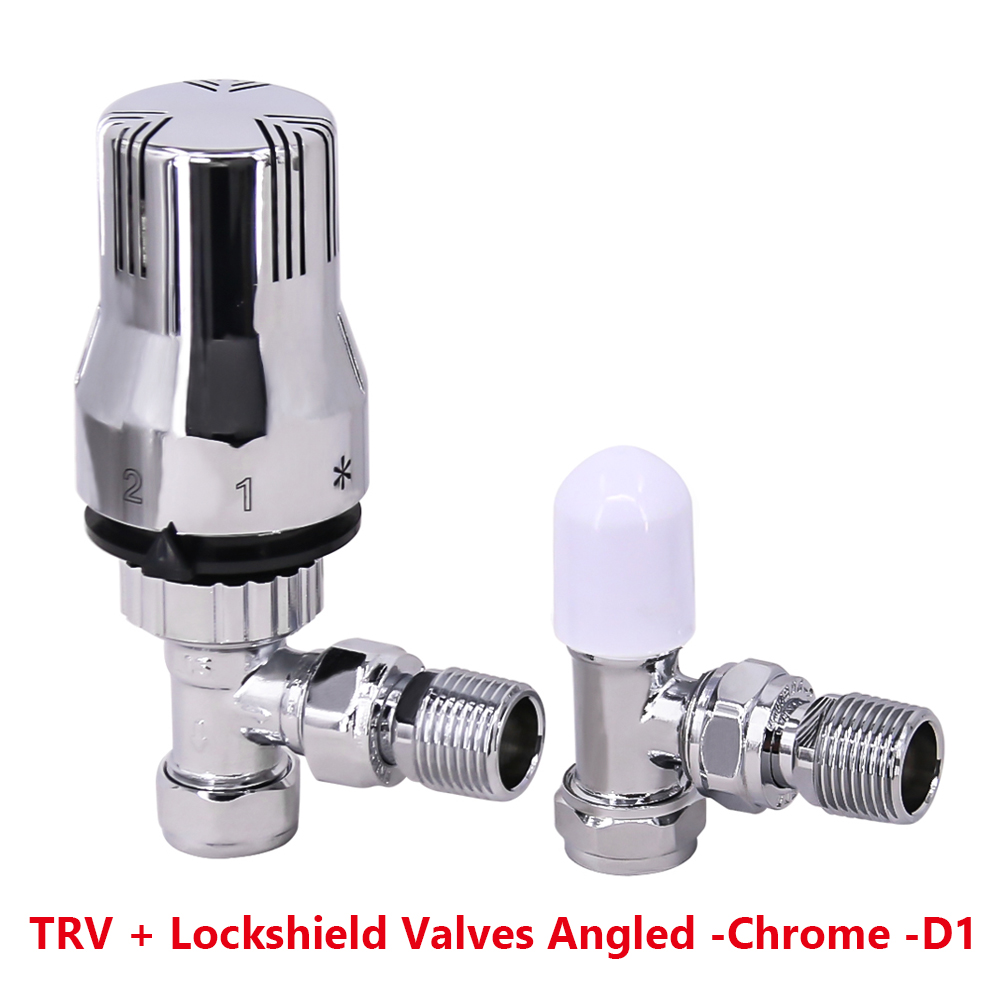 Thermostatic Manual Lockshield Radiator Valves 15mm Angled Straight ...