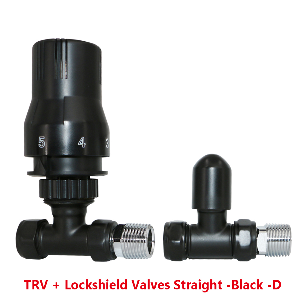 Thermostatic Manual Lockshield Radiator Valves 15mm Angled Straight ...