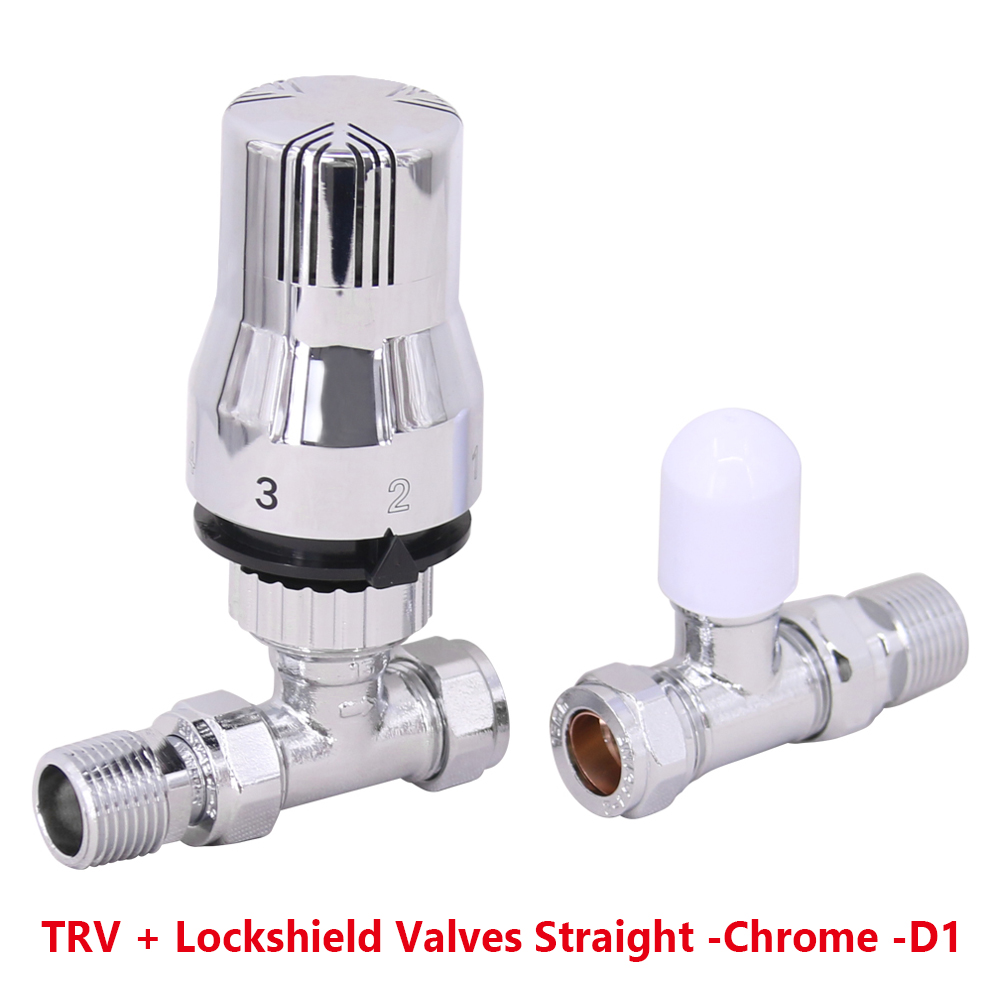 Thermostatic Manual Lockshield Radiator Valves 15mm Angled Straight ...
