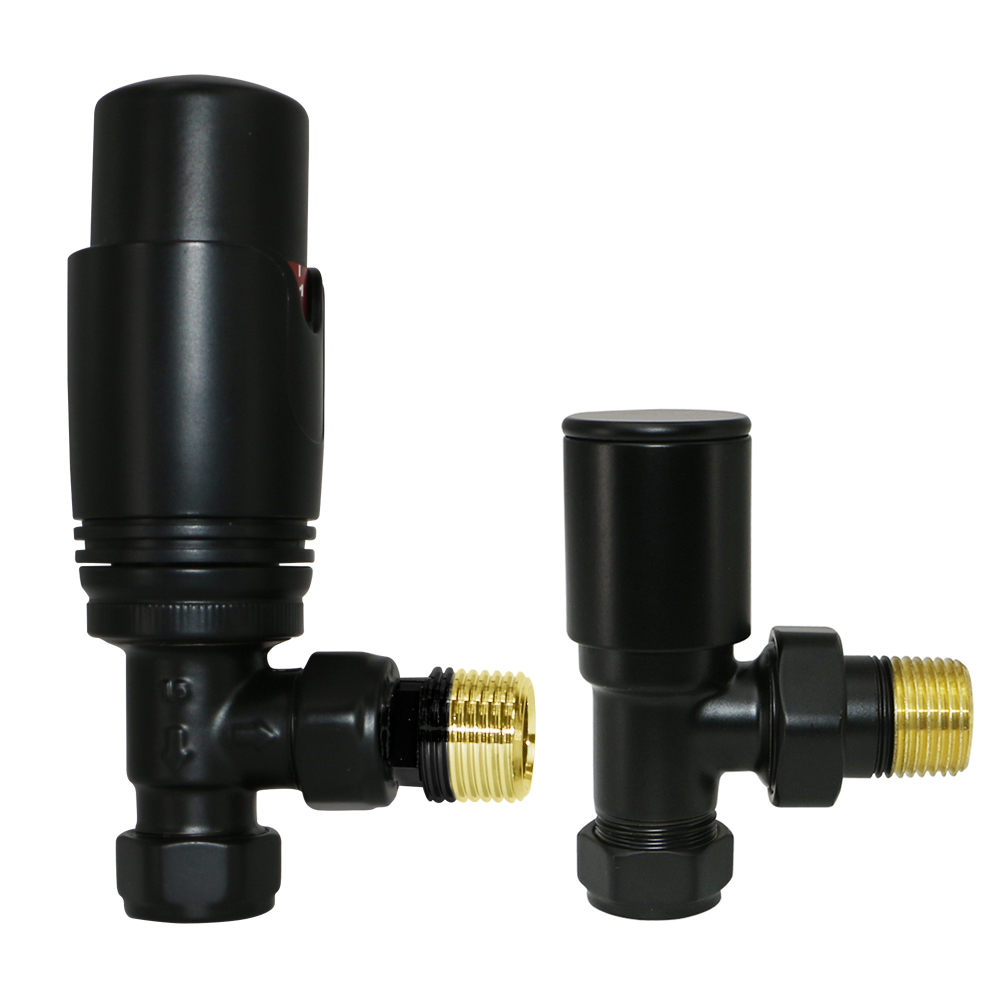 Thermostatic Manual TRV Radiator Valves 1/2" x 15mm Angled Straight Rad ...
