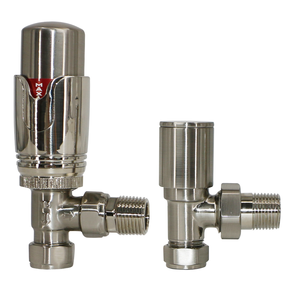 Thermostatic Manual TRV Radiator Valves 1/2" x 15mm Angled Straight Rad ...