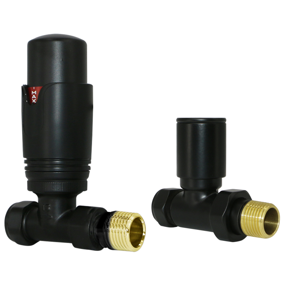 Thermostatic Manual TRV Radiator Valves 1/2" x 15mm Angled Straight Rad ...