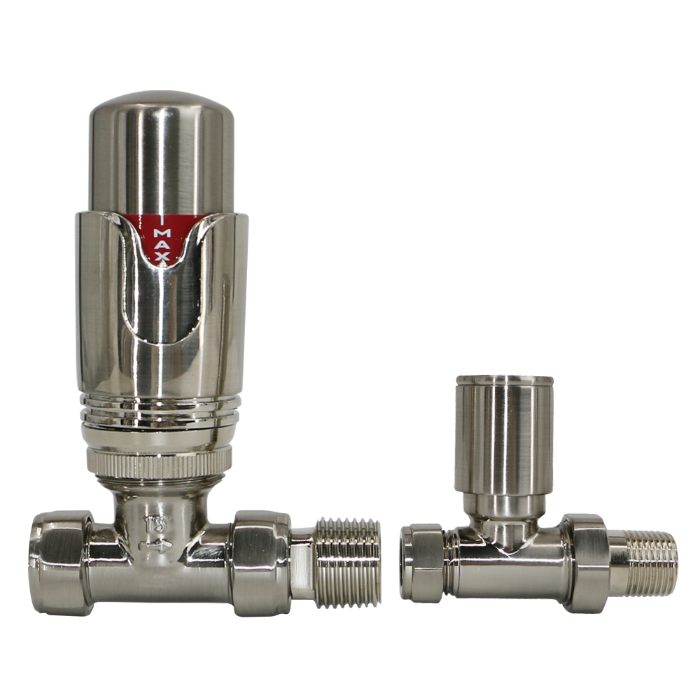 Thermostatic Manual TRV Radiator Valves 1/2" x 15mm Angled Straight Rad ...